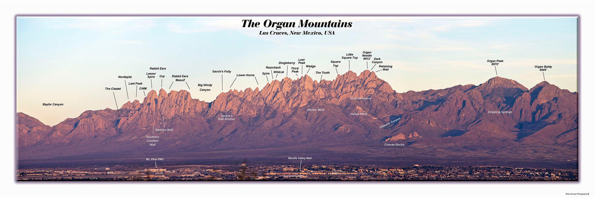 Organ Mountains Peak Names Poster 12x36 – Mike Groves Photography